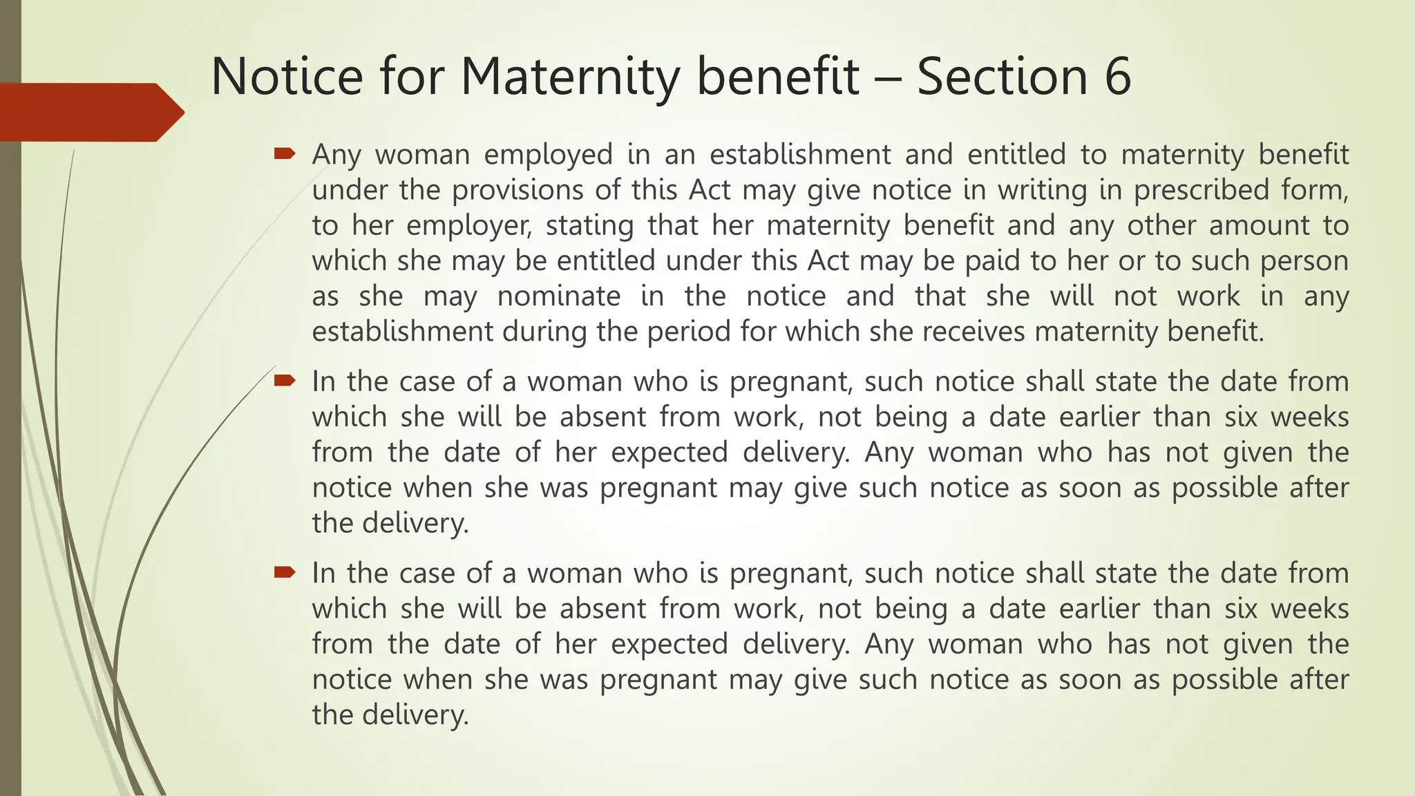 Maternity Benefit Act.pptx under the labour law II | PPTX