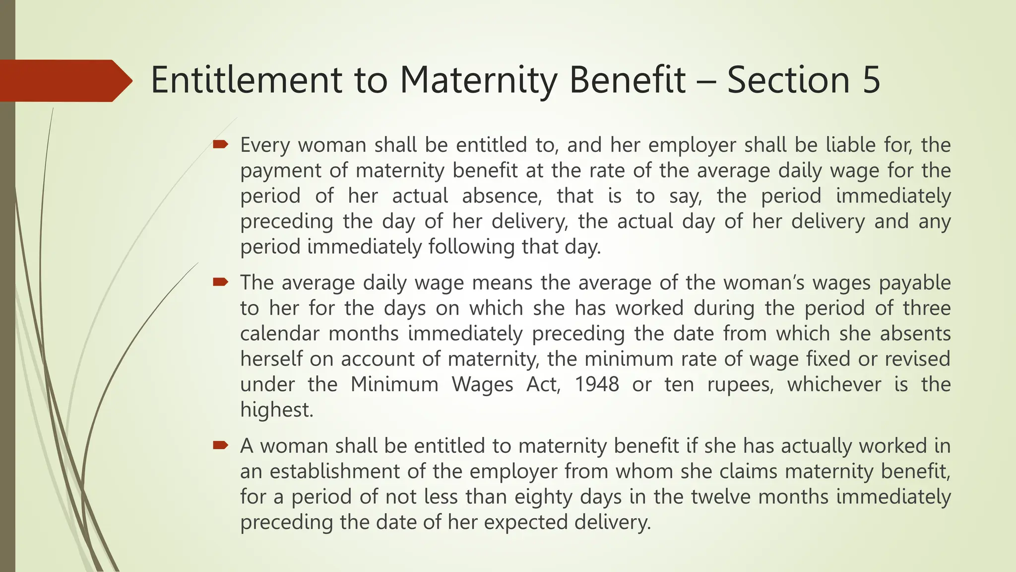 Maternity Benefit Act.pptx under the labour law II | PPTX