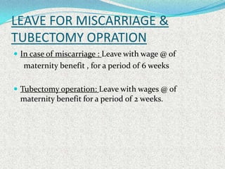 Maternity benefit act 1961 | PPTX