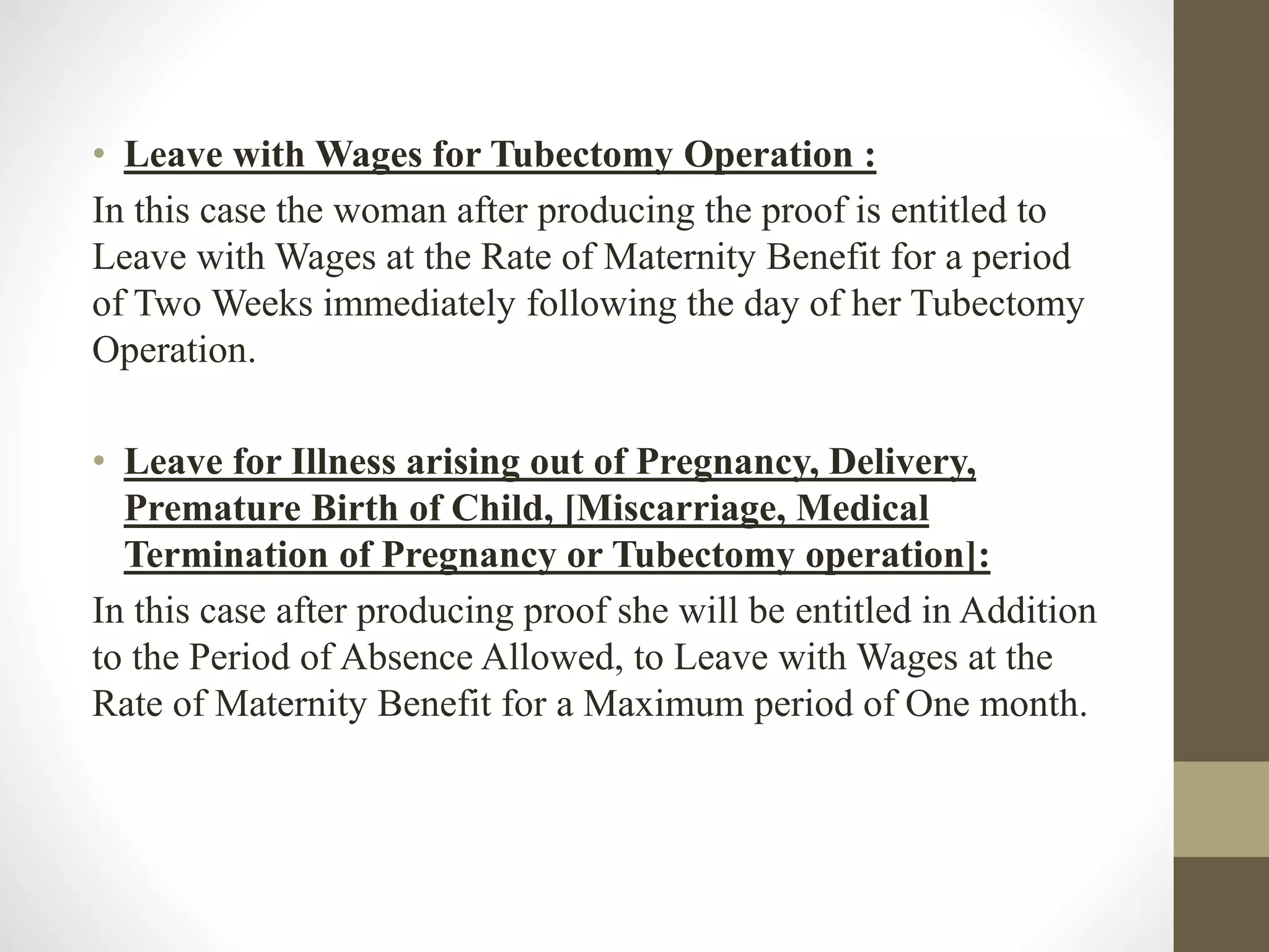 Maternity Benefit Act,1961 | PPTX