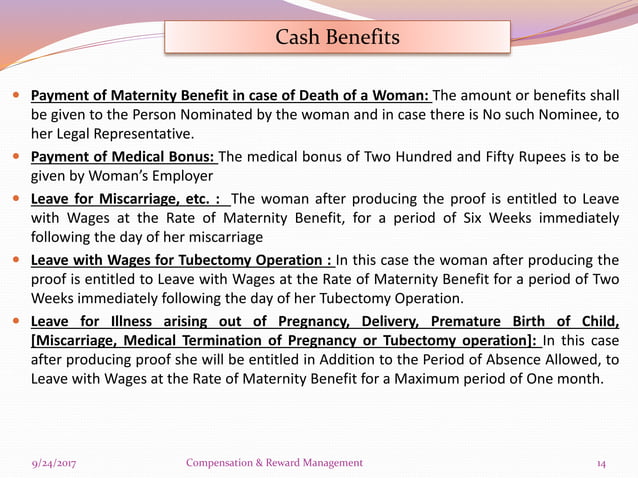 Maternity benefit act updated 2017 | PPT