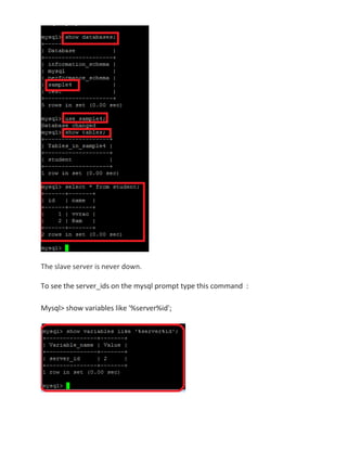 Mater,slave on mysql | DOCX