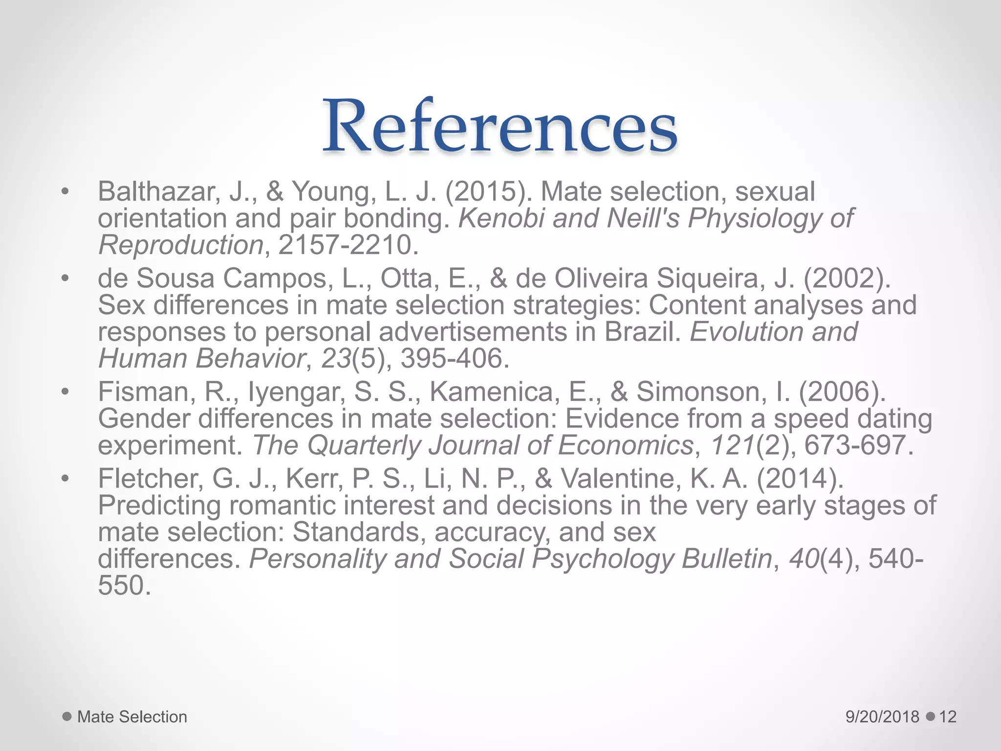Mate selection Process a research Timeline | PPTX