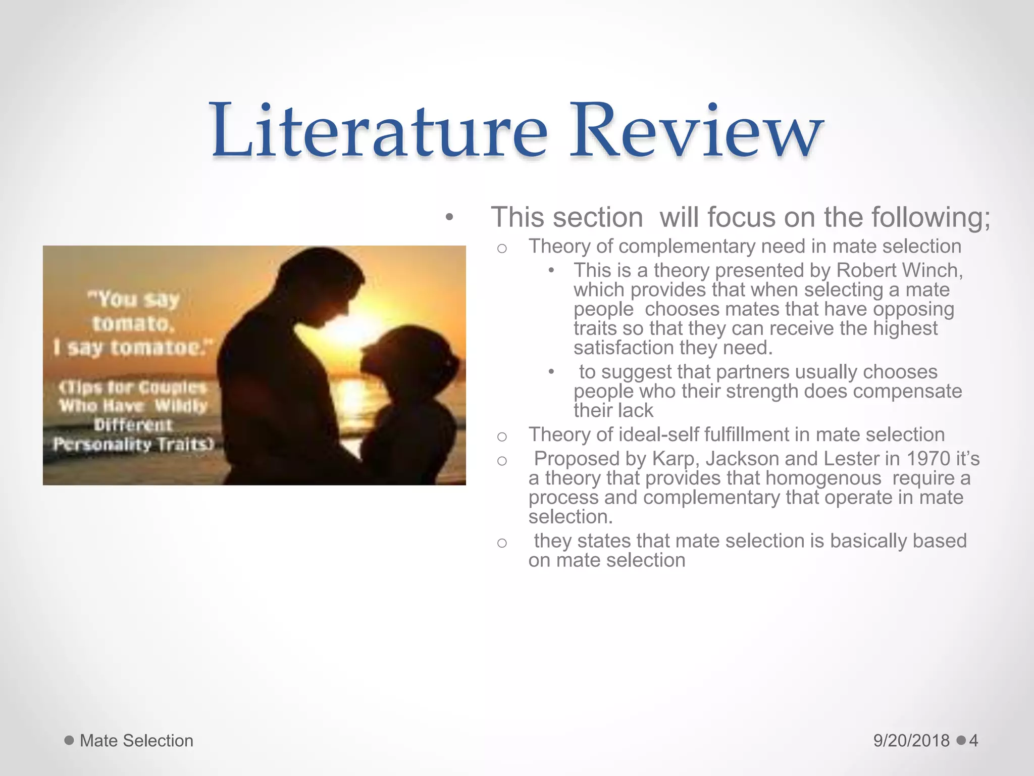 Mate selection Process a research Timeline | PPTX