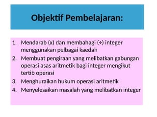 Nota Matematik Tingkatan 1 Bab 1 :Integer (Bahagian 2) | PPTX