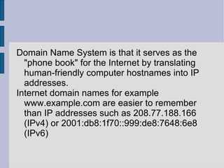 DNS presentation | PPT | Computer Networking | Computing