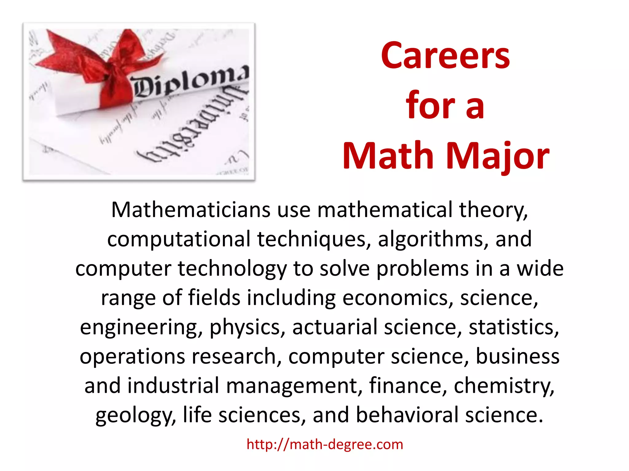 Math Degree Careers | PPTX