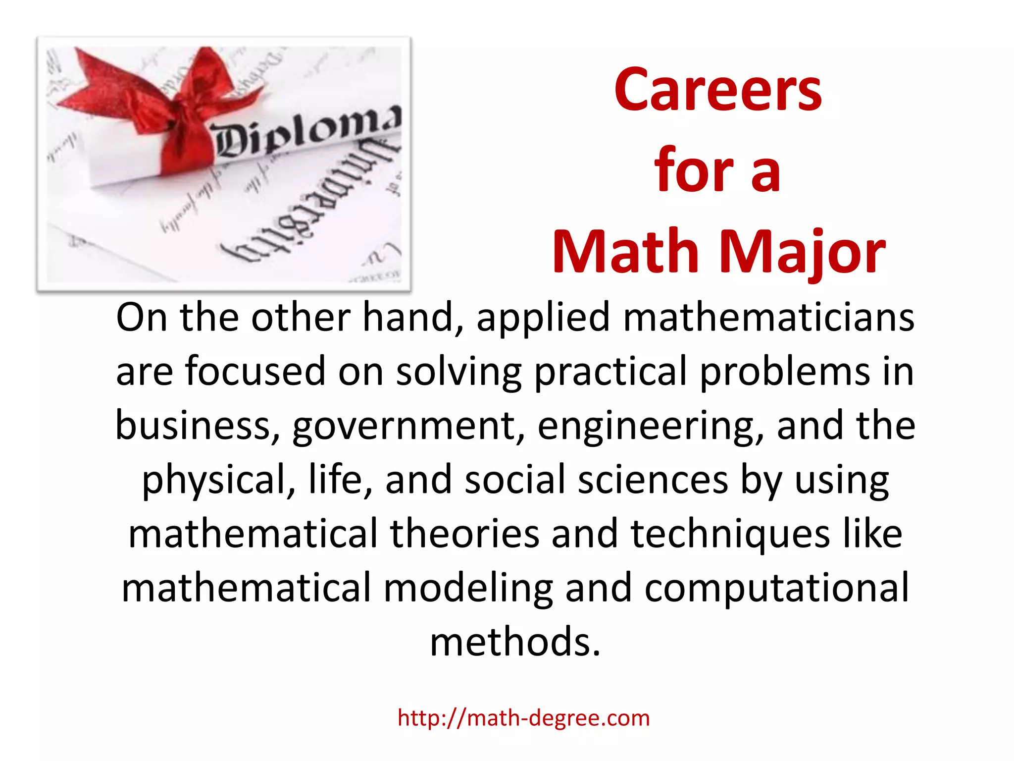 Math Degree Careers | PPTX