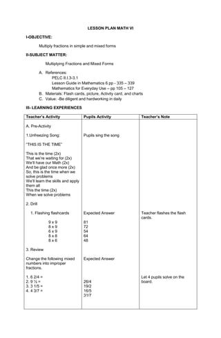 DETAILED LESSON PLAN (MATH 6) | PDF