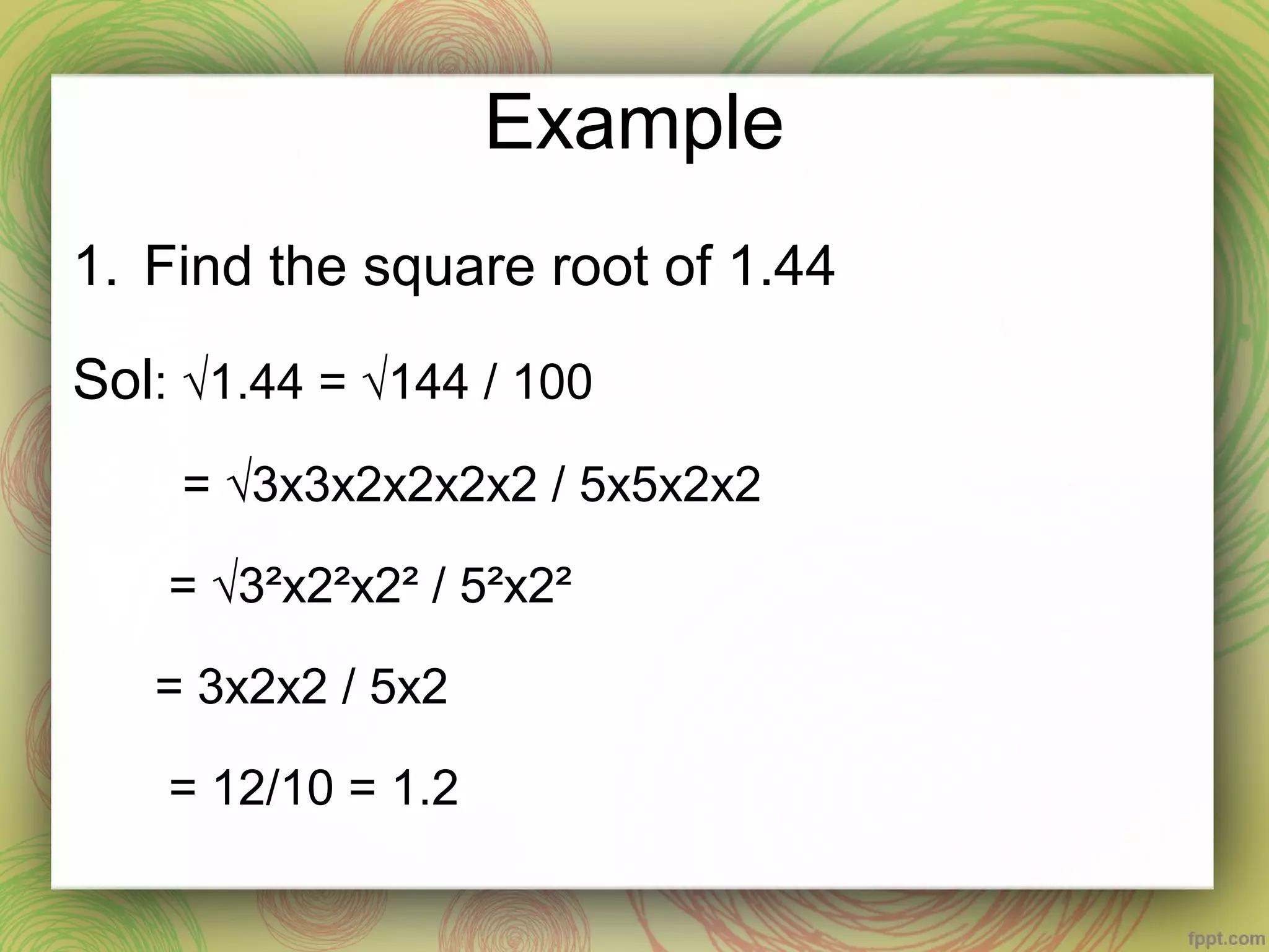 Square root in mathematics | PPT