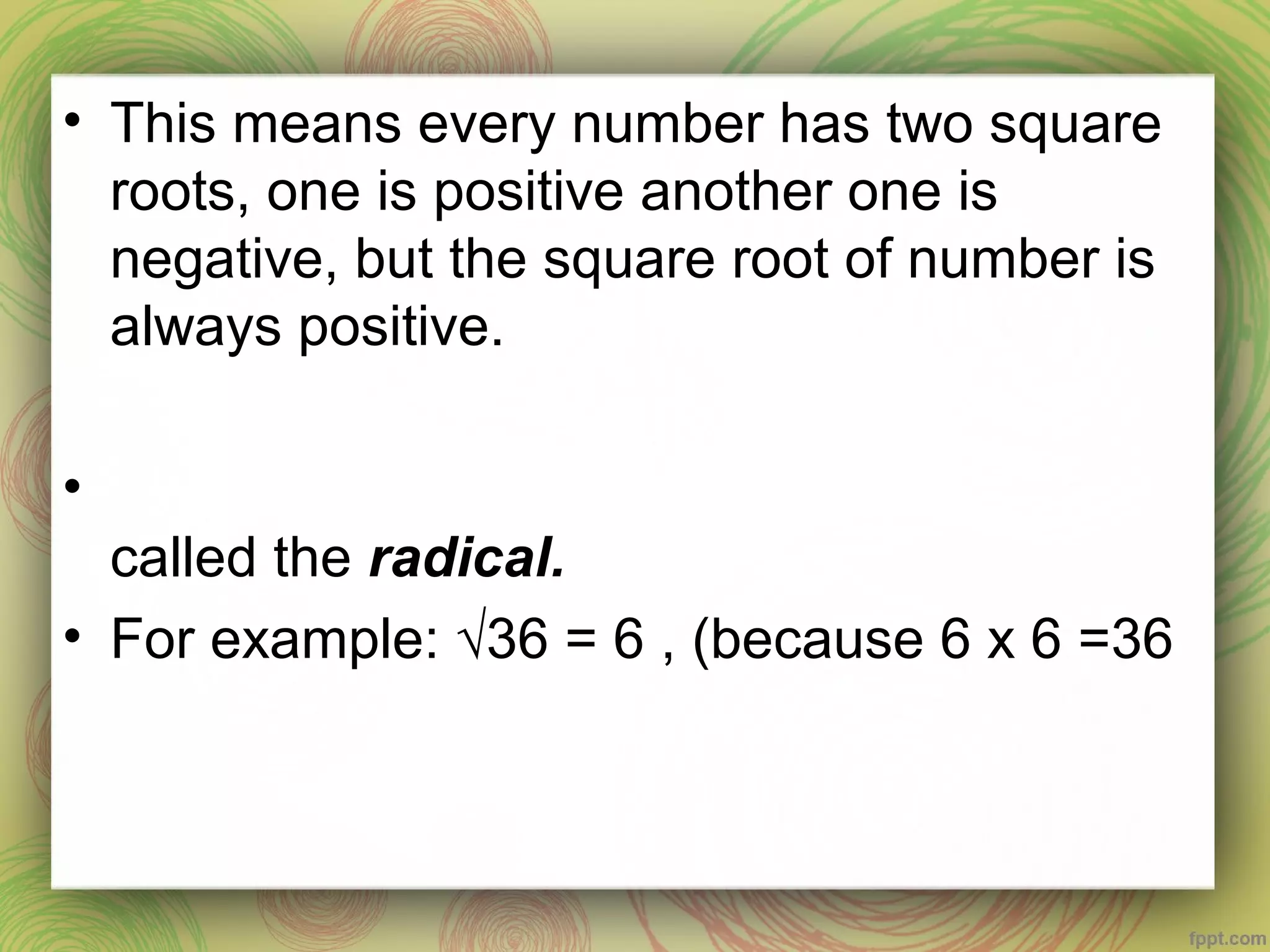 Square root in mathematics | PPT