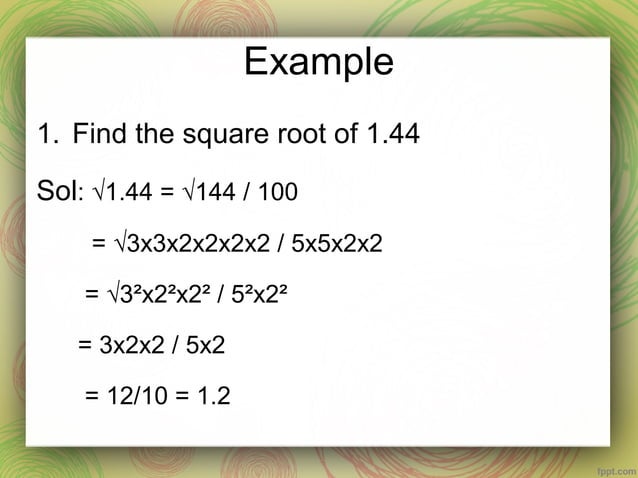 Square root in mathematics | PPT | Science