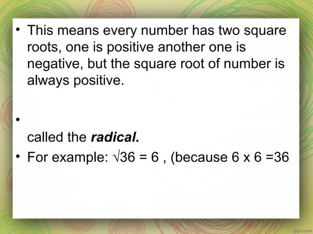 Square root in mathematics | PPT | Science