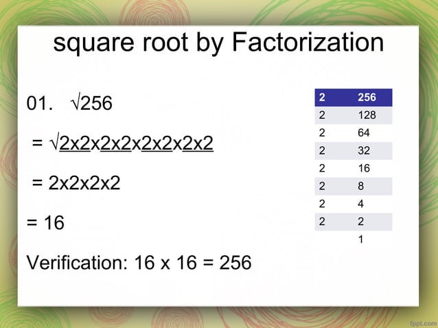Square root in mathematics | PPT | Science