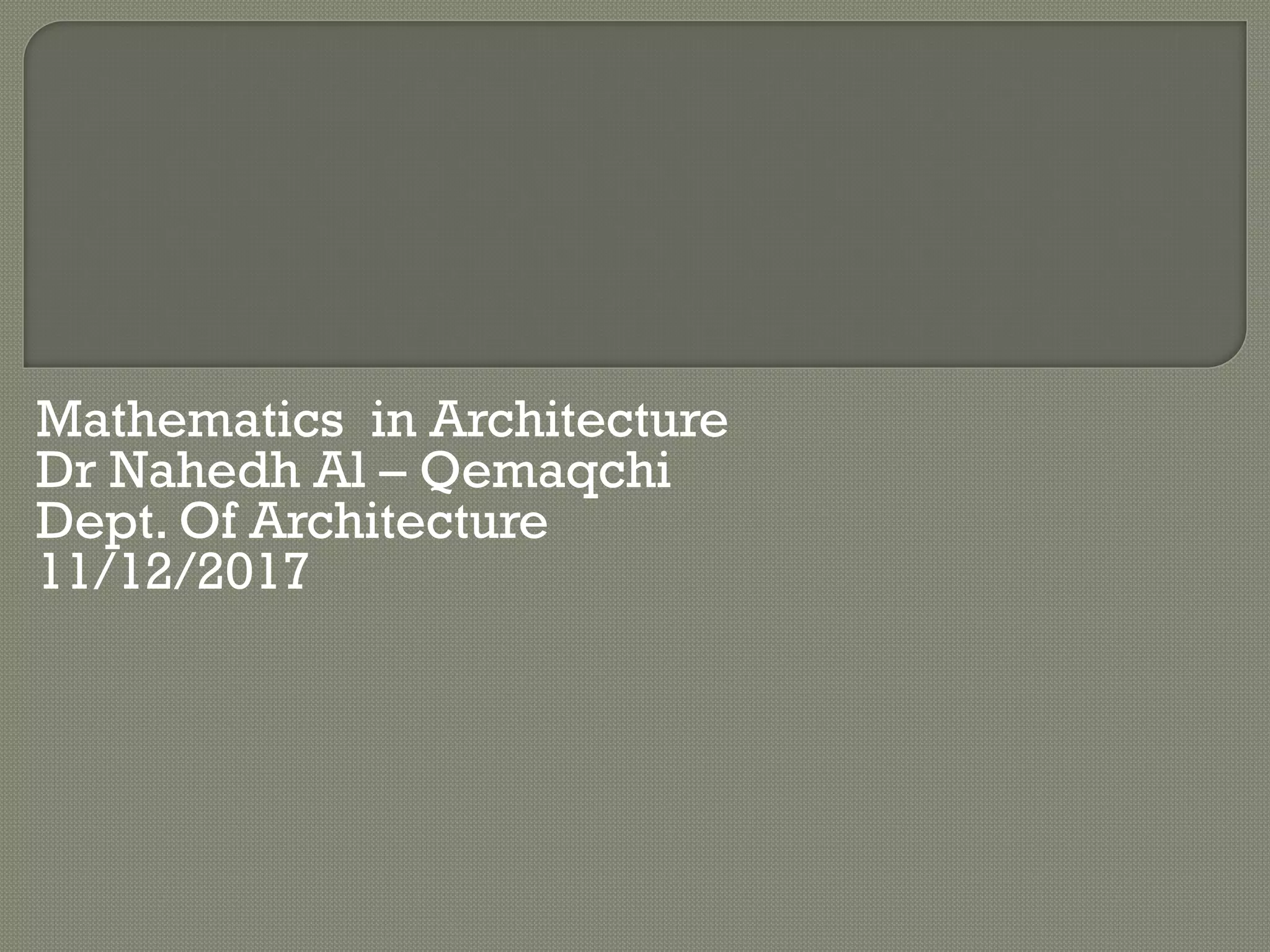 Math. in architecture | PDF
