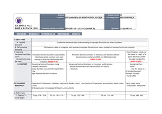 math.docx daily lesson log in grade four | DOCX