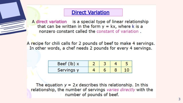 Identifying Direct Variations, indirect variations | PPT