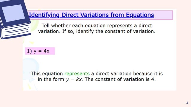 Identifying Direct Variations, indirect variations | PPT