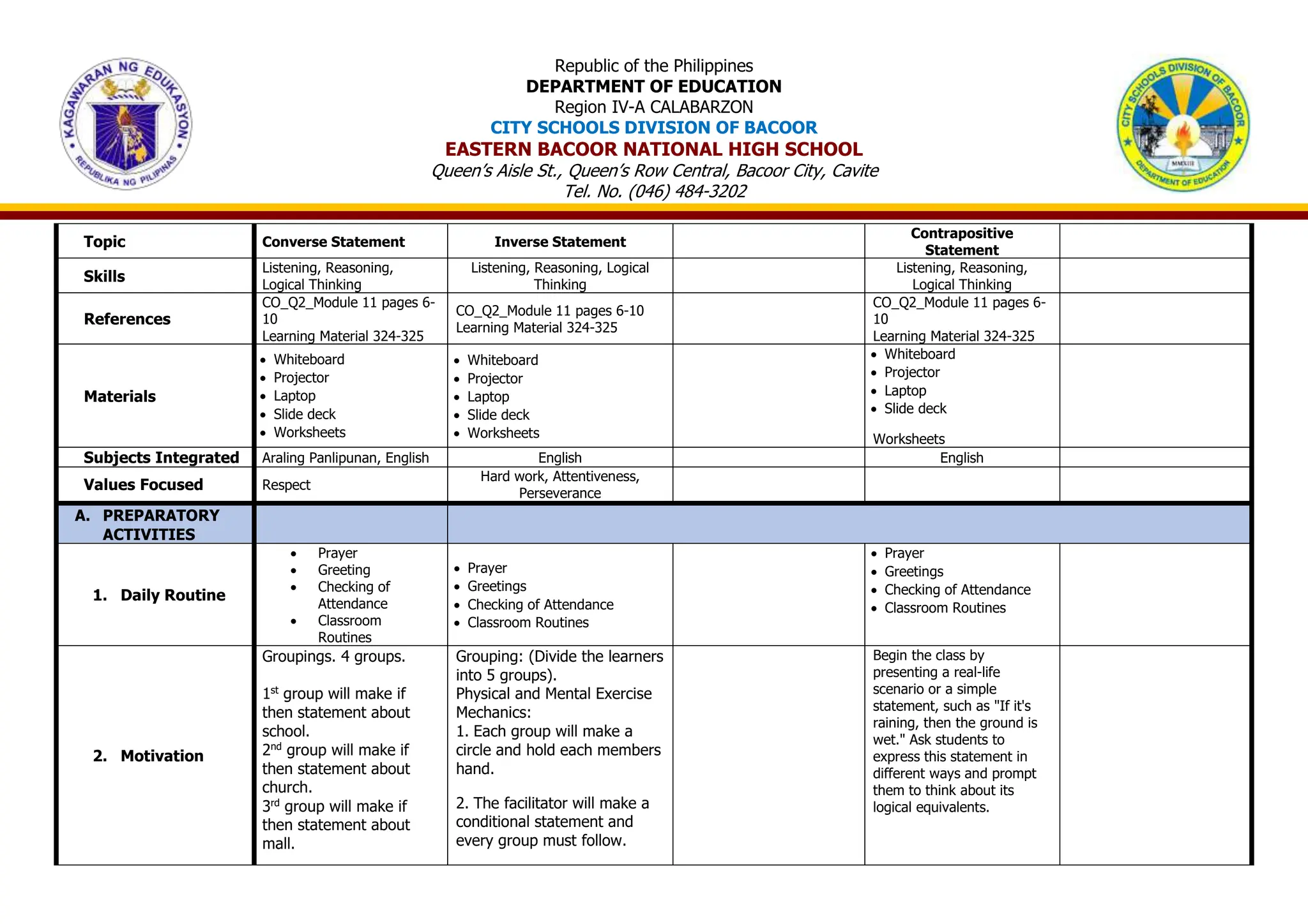 Lesson Plan for Quarter 2 Week 6 in Mathematics 8 | DOCX
