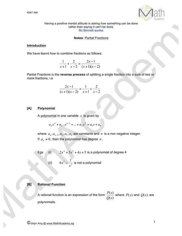 Math academy-partial-fractions-notes | PDF