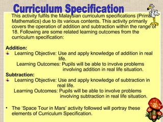 Math Activity: Space Tour in Mars | PPT