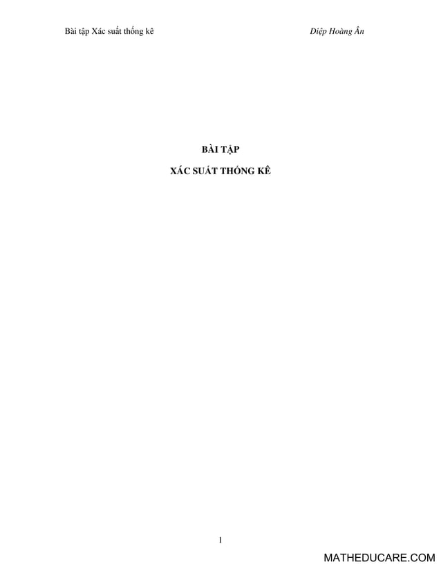 Bài tập xác suất thống kê | PDF