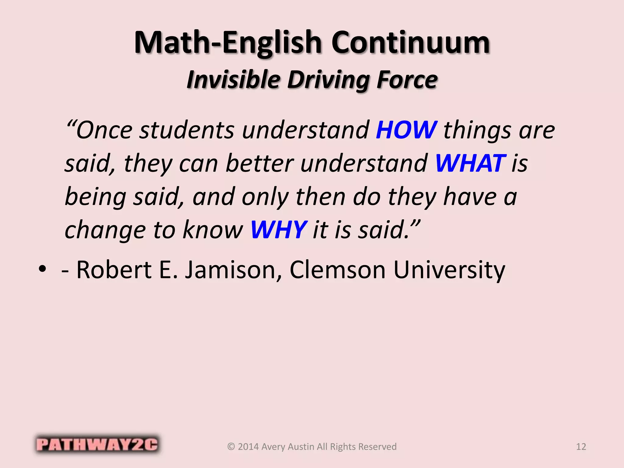 Math-English Continuum - How To Improve Delivery of Algebra Content | PPTX