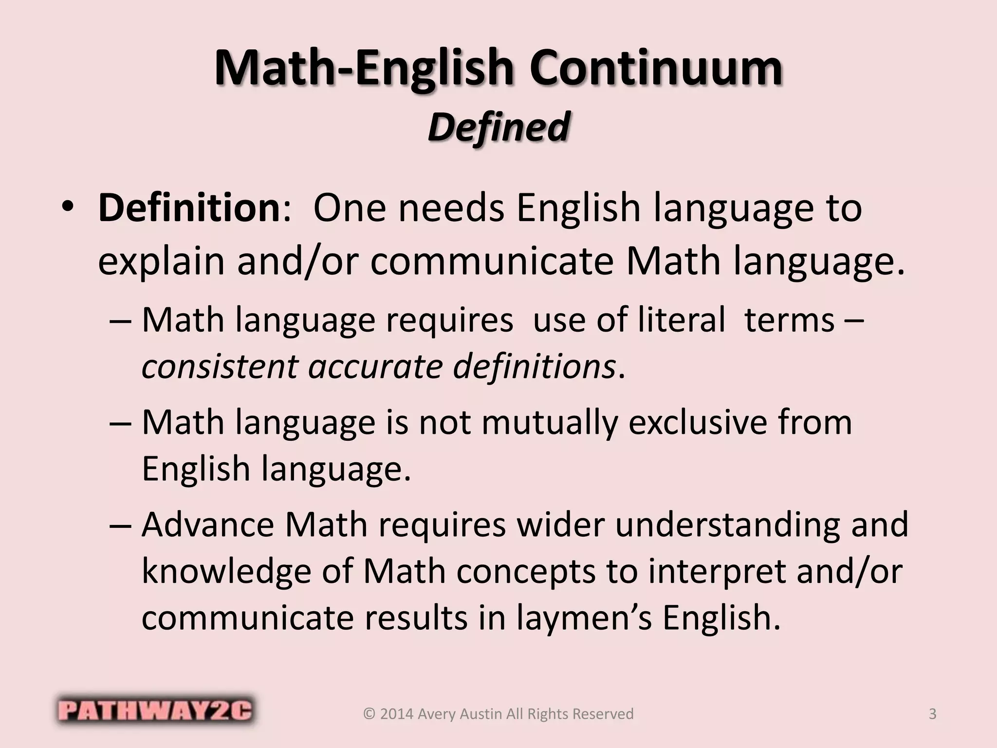 Math-English Continuum - How To Improve Delivery of Algebra Content | PPT