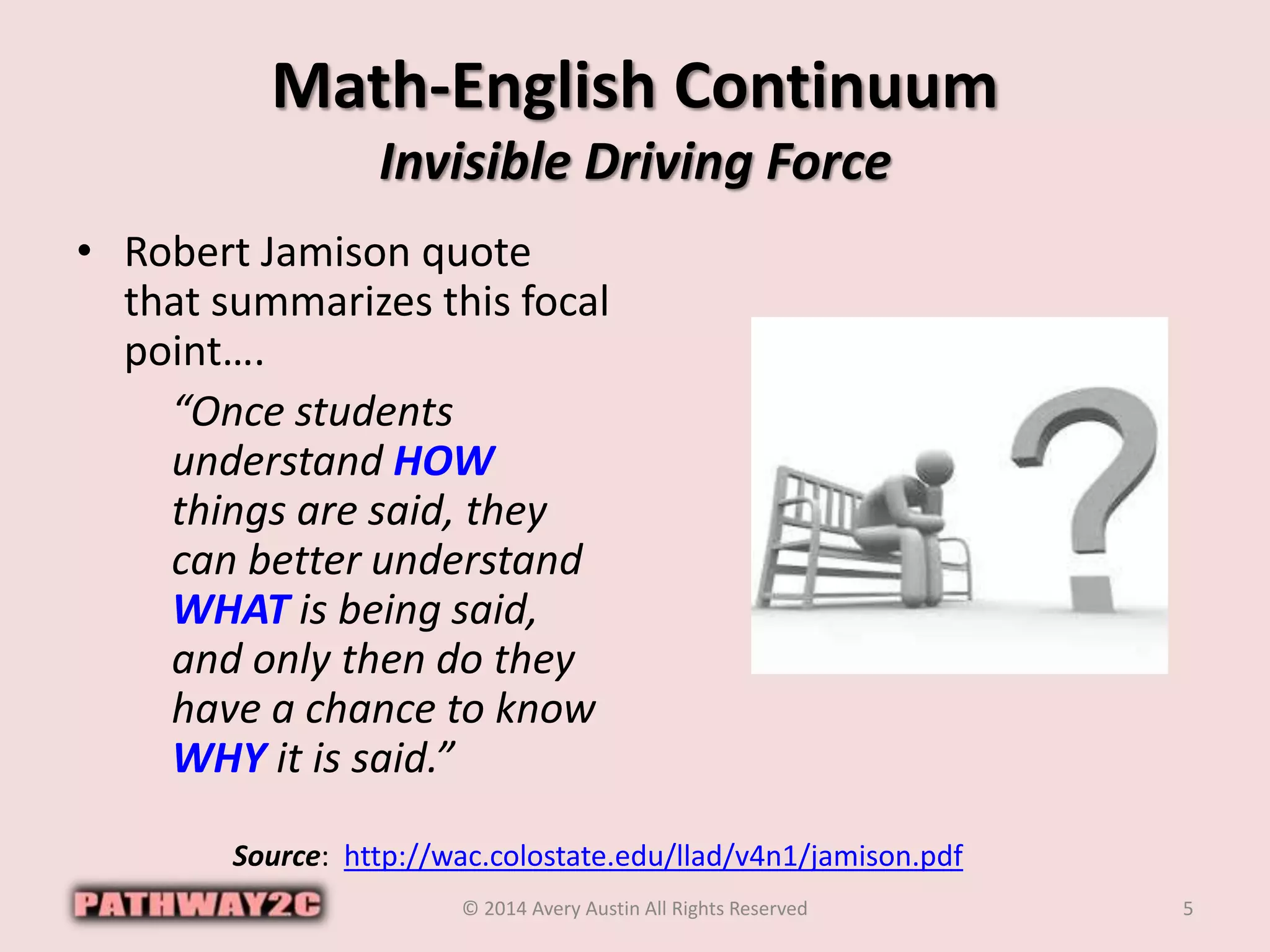 Math-English Continuum - How To Improve Delivery of Algebra Content | PPT