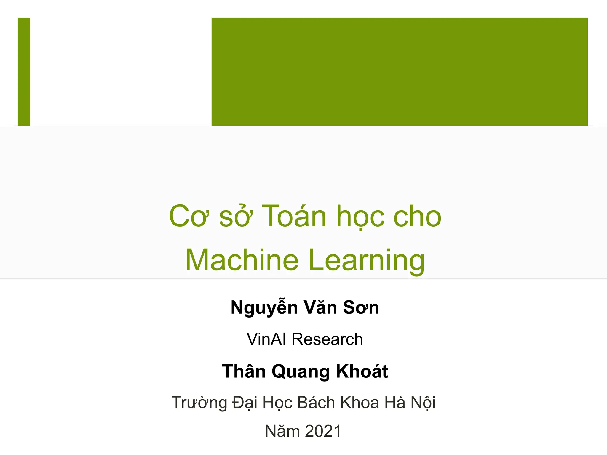 Cơ sở toán cho Machine Learning _ DHQGHN | PPT