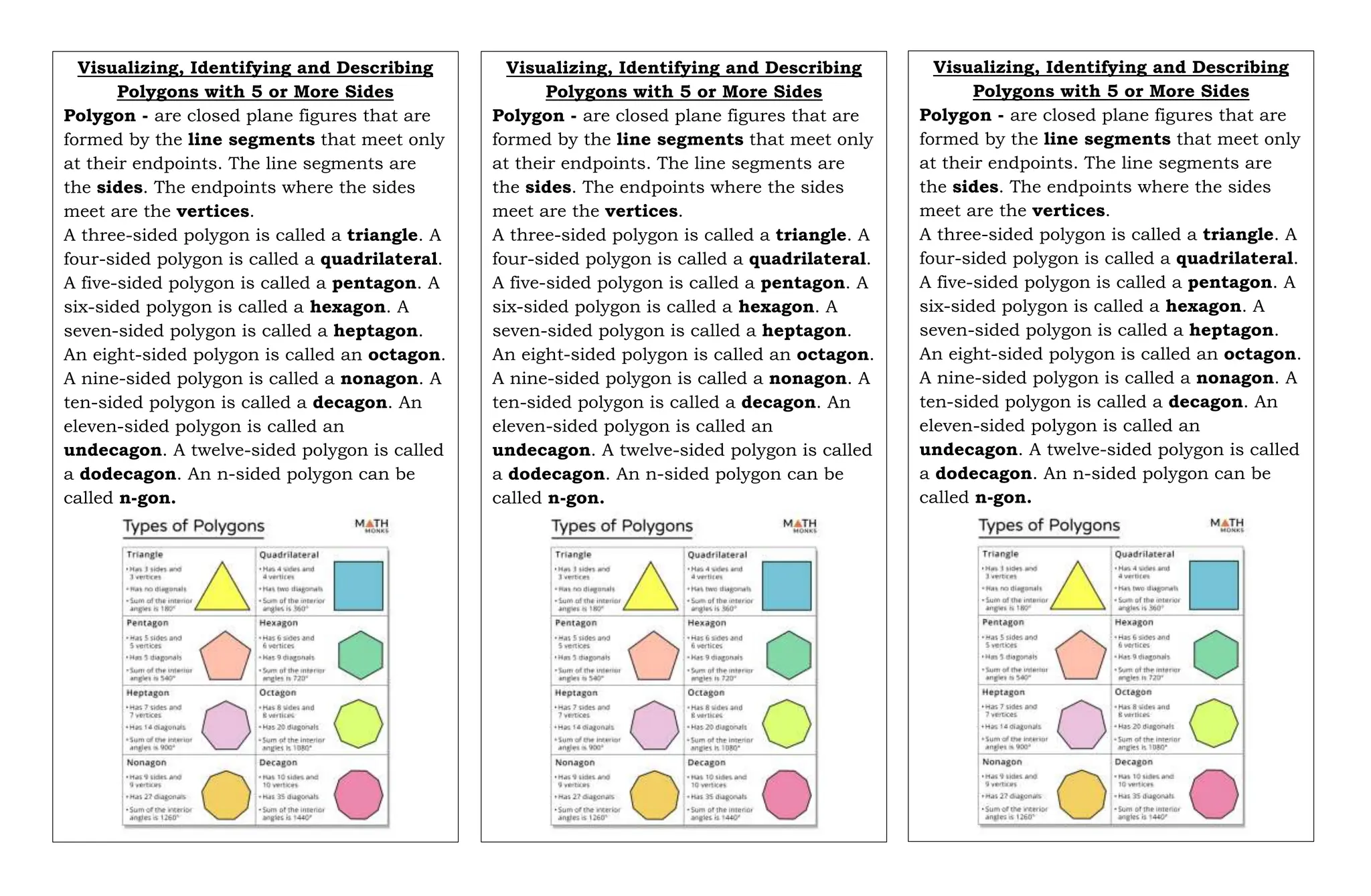 Polygons definition of terms and examples | DOCX