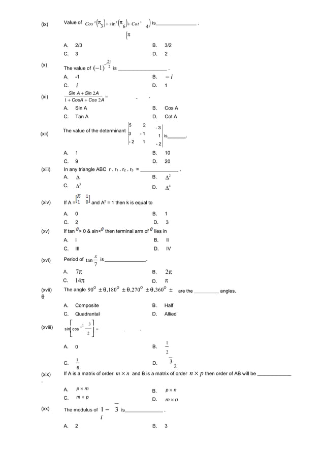 Math hssc-i-a2 | PDF