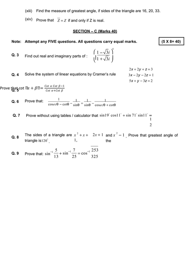 Math hssc-i-bc | PDF