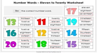 Number Words Eleven to Twenty | PPT