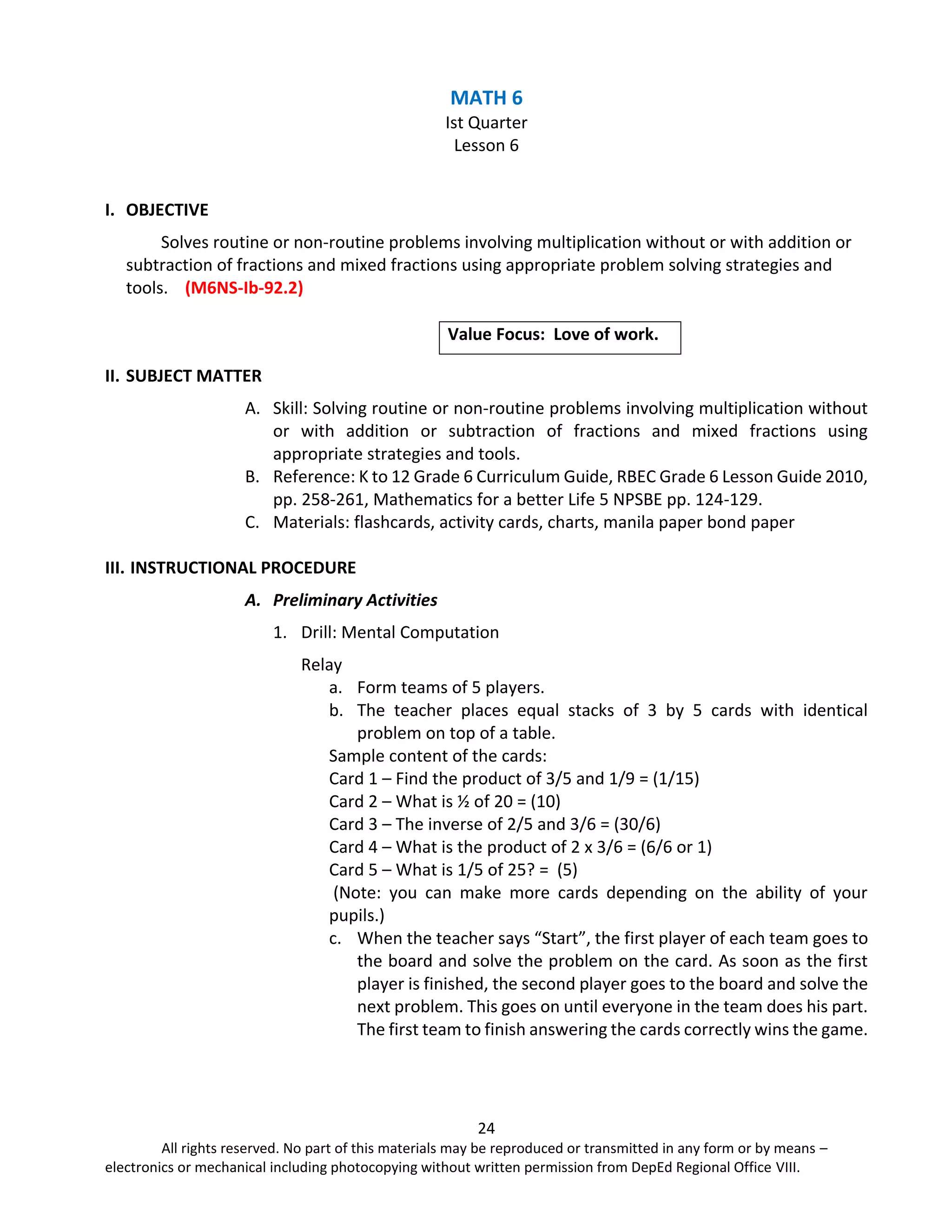 MATH 6 K-12 TEACHER'S GUIDE (Q1) | PDF