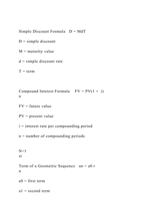 MATH 034 Formulas Simple Interest Formula I = .docx
