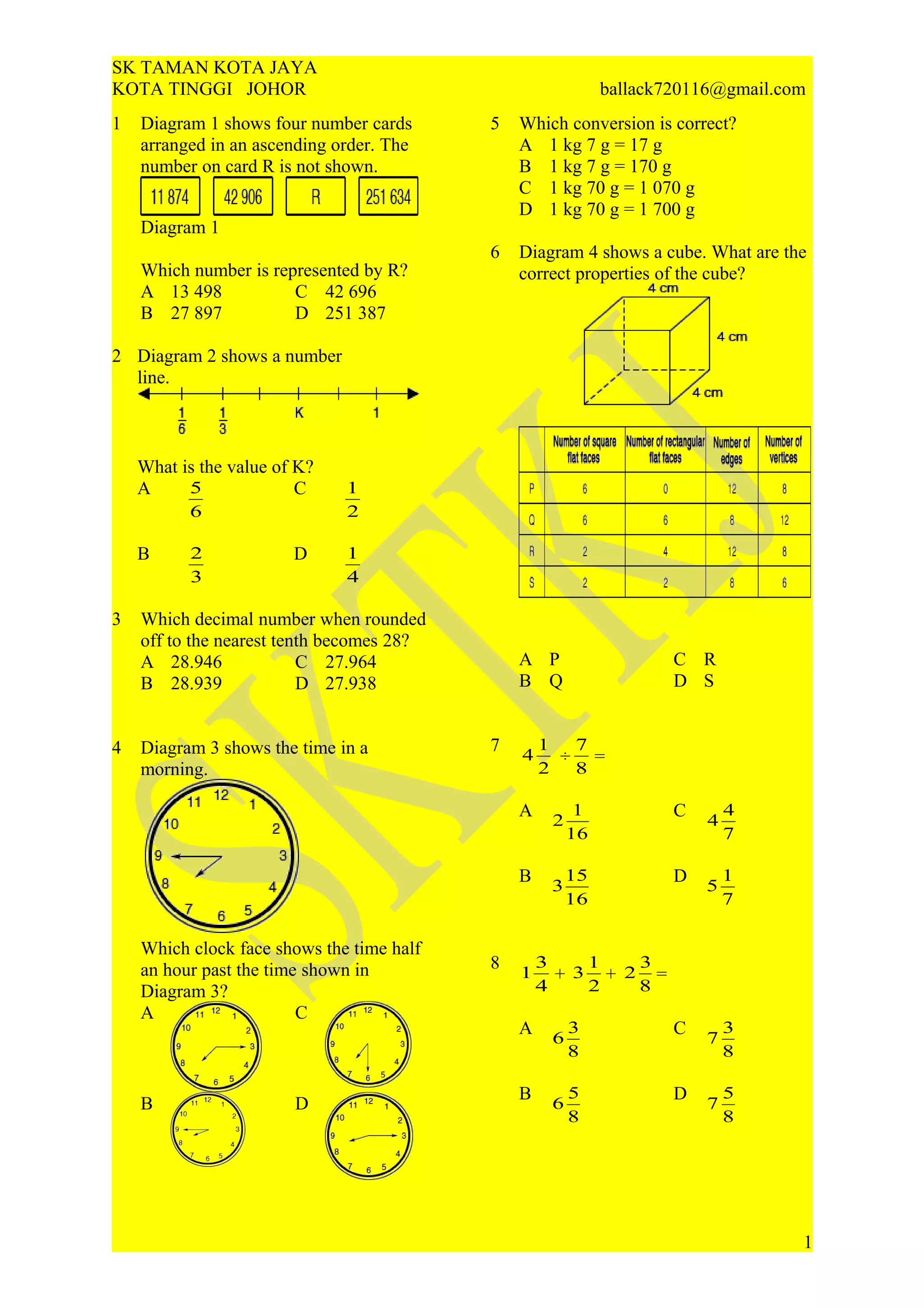 Math 1 pksr 1 | PDF