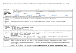 Math 1 Exemplar in Grade 1 Mathematics 1 | PDF
