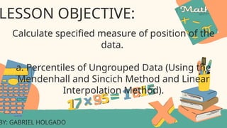 MATH 10. percentile for ungrouped data 1 | PPT