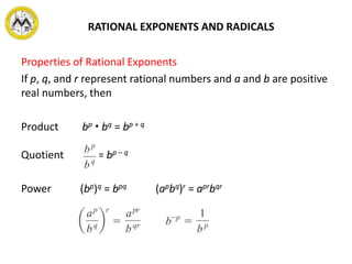 MIT Math Syllabus 10-3 Lesson 4: Rational exponents and radicals | PPT