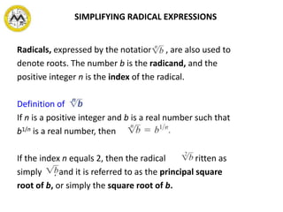 MIT Math Syllabus 10-3 Lesson 4: Rational exponents and radicals | PPT