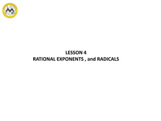 MIT Math Syllabus 10-3 Lesson 4: Rational exponents and radicals | PPT