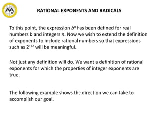 MIT Math Syllabus 10-3 Lesson 4: Rational exponents and radicals | PPTX ...