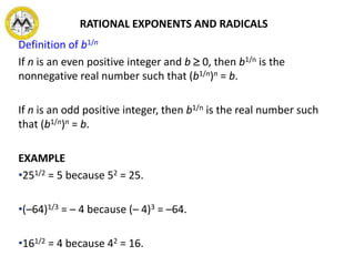 MIT Math Syllabus 10-3 Lesson 4: Rational exponents and radicals | PPT