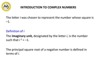 MIT Math Syllabus 10-3 Lesson 5: Complex numbers | PPTX