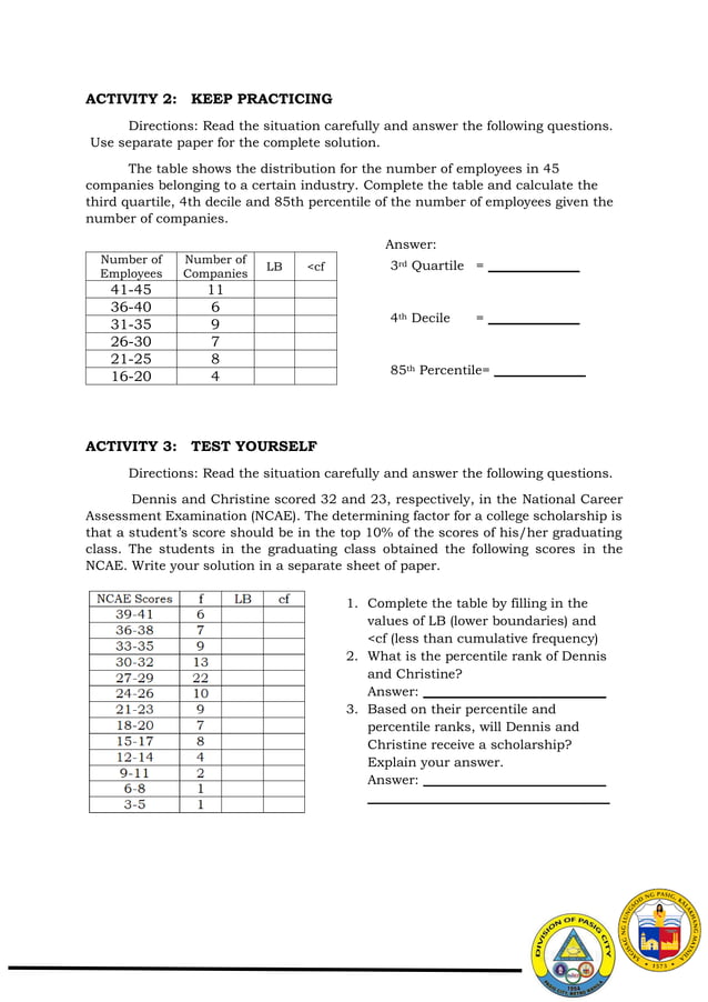 Solving Problem Involving Measures of Position | PDF