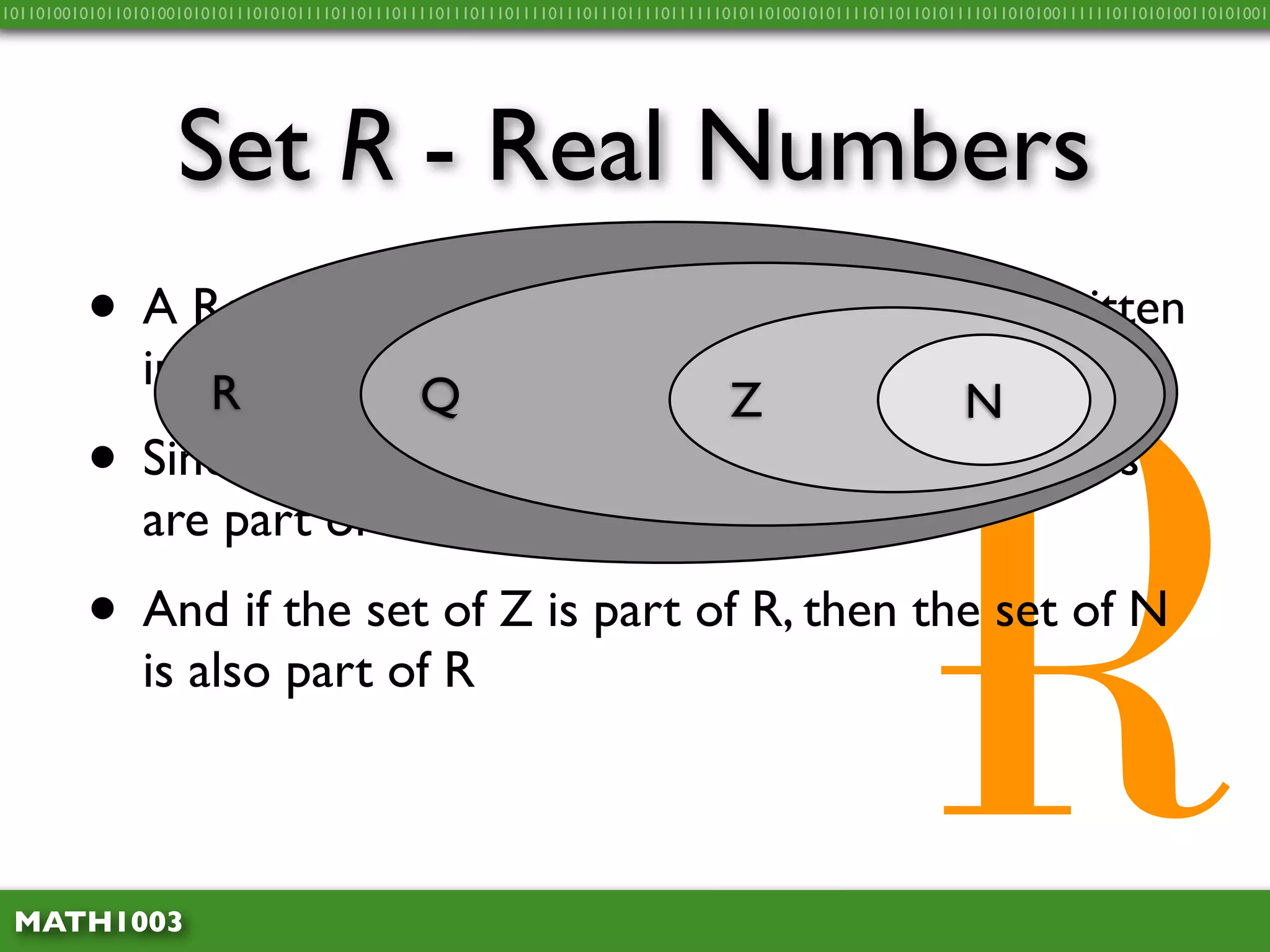 Math1003 1.1 - Sets of Numbers | PDF