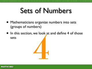 Math1003 1.1 - Sets of Numbers | PDF