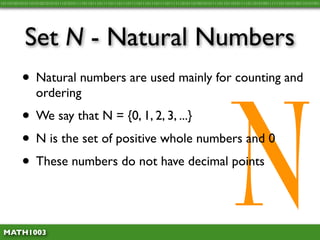 Math1003 1.1 - Sets of Numbers | PDF