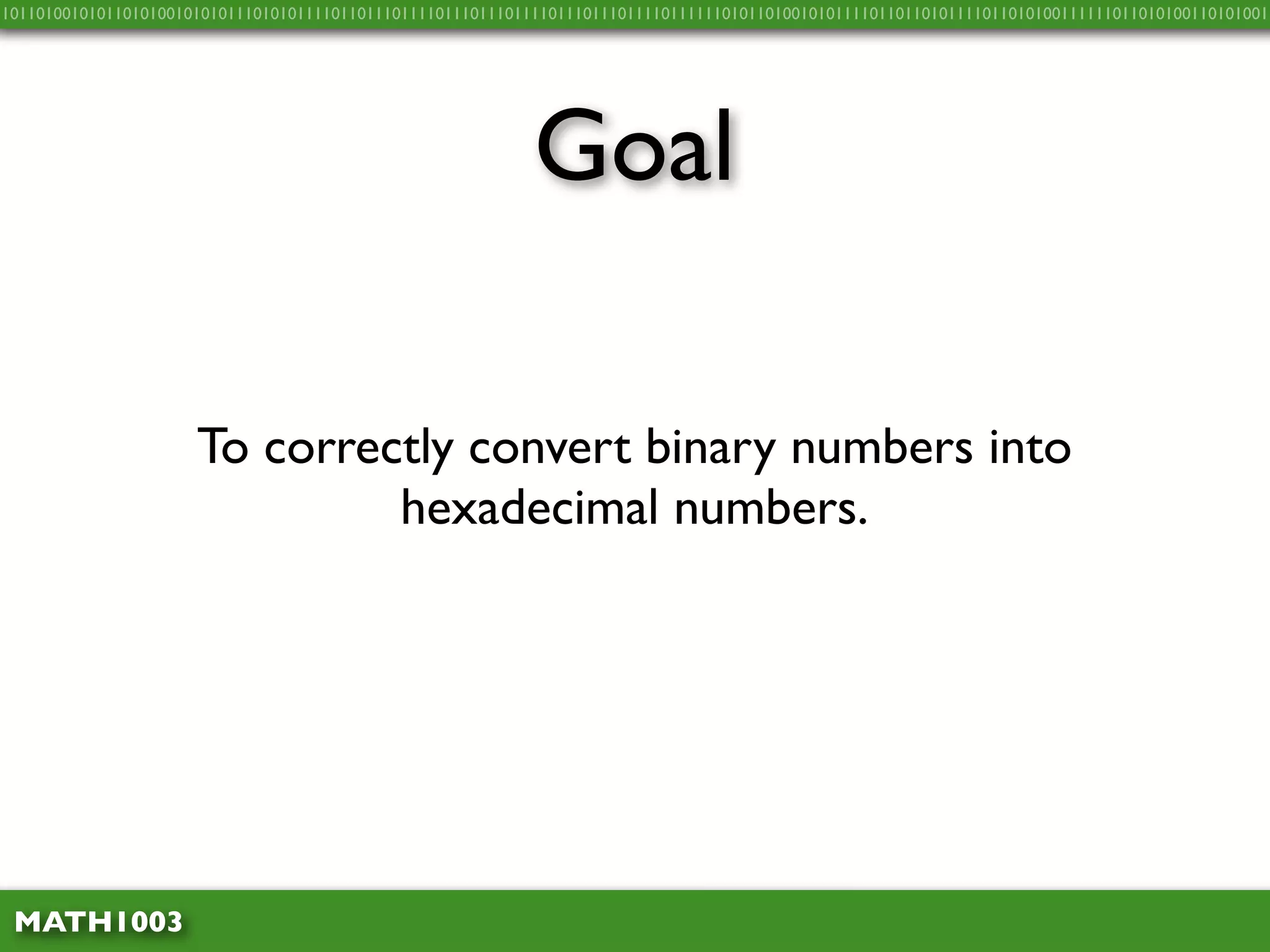 Math1003 1.10 - Binary to Hex Conversion | PDF